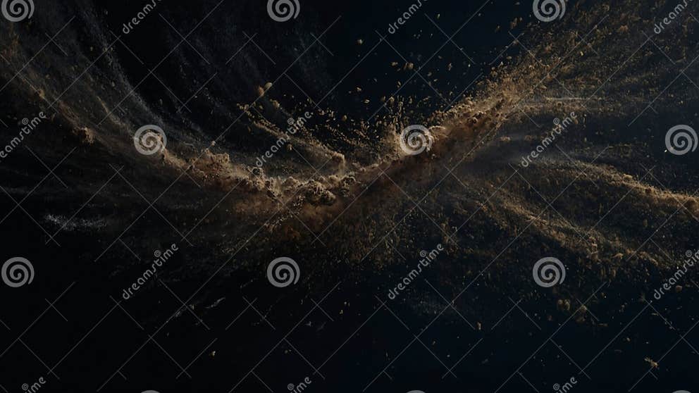 High-Speed Capture of a Dust Explosion Against a Dark Background Stock ...