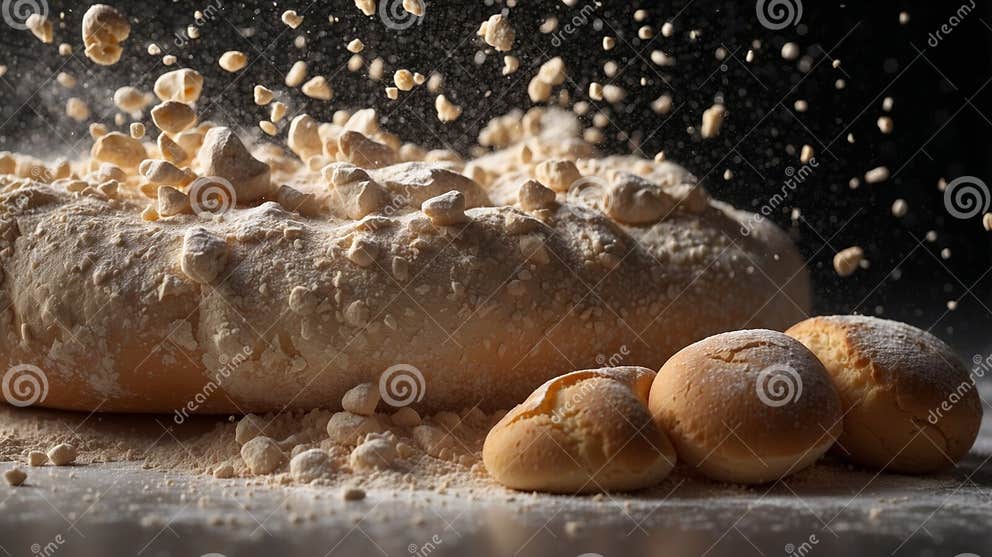 High-speed Capture of Flour and Dough Particles in Motion. Stock ...