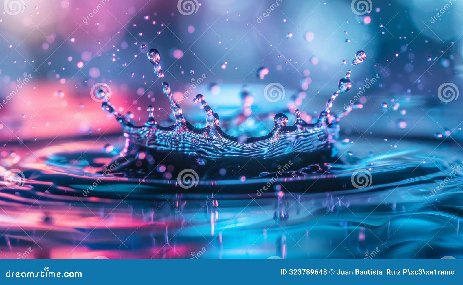 Water Droplet Splashing in Neon Light Stock Photo - Image of dynamic ...