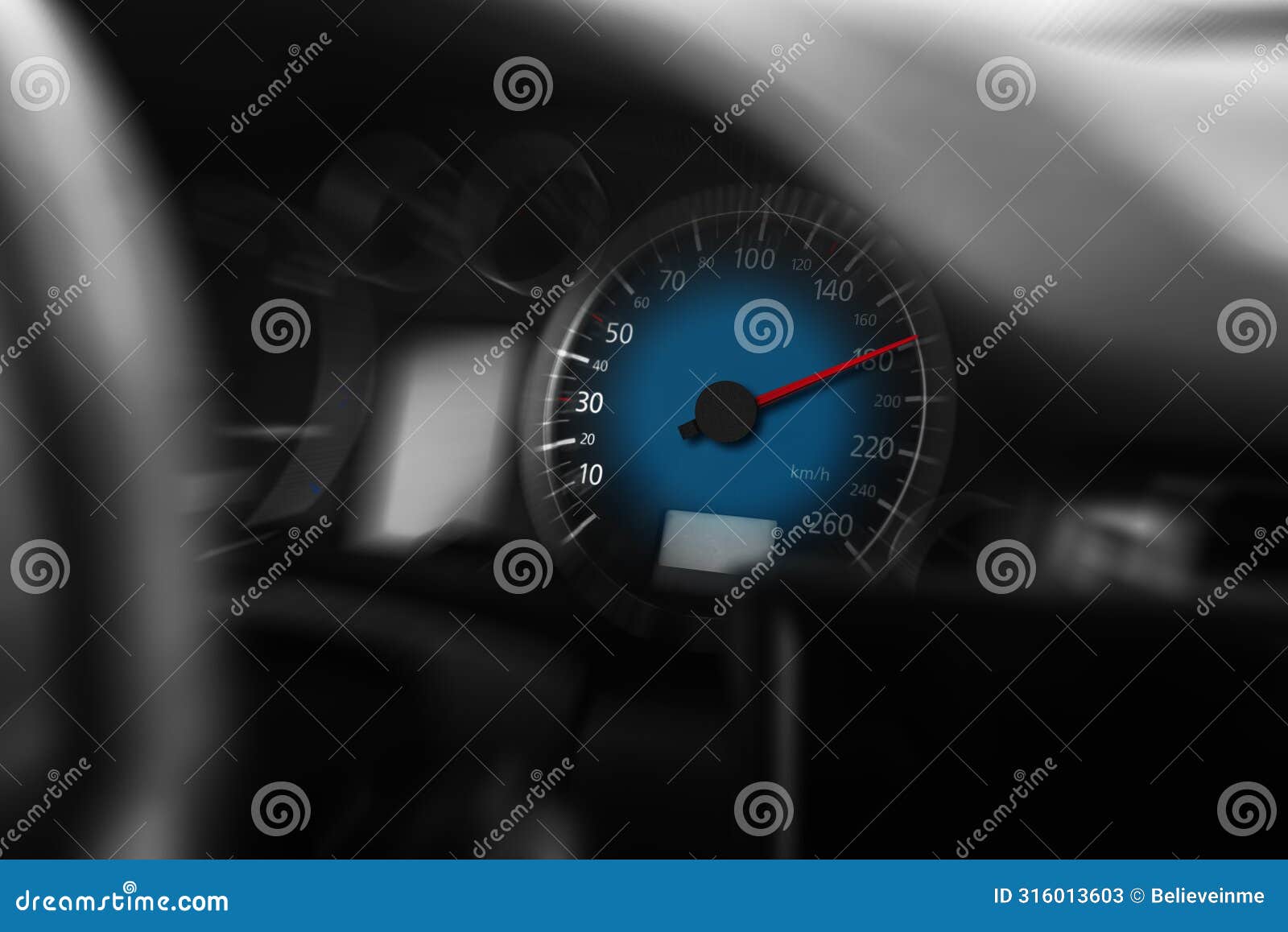 High Speed on a Car Speedometer and Motion Blur. Stock Image - Image of ...