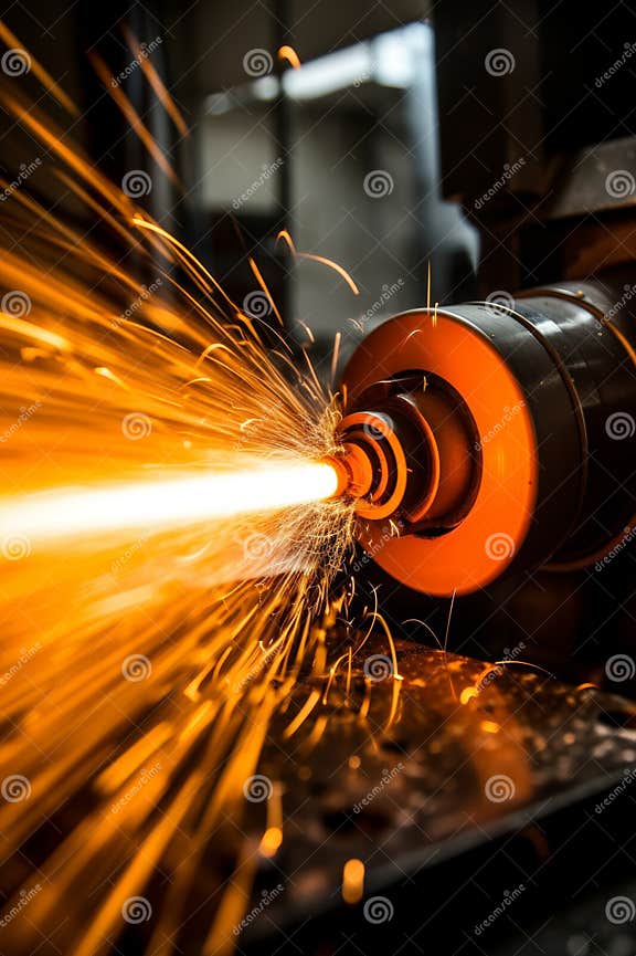 High Speed Cnc Lathe Tool with Glowing Cutting Edge in Sharp Focus for ...