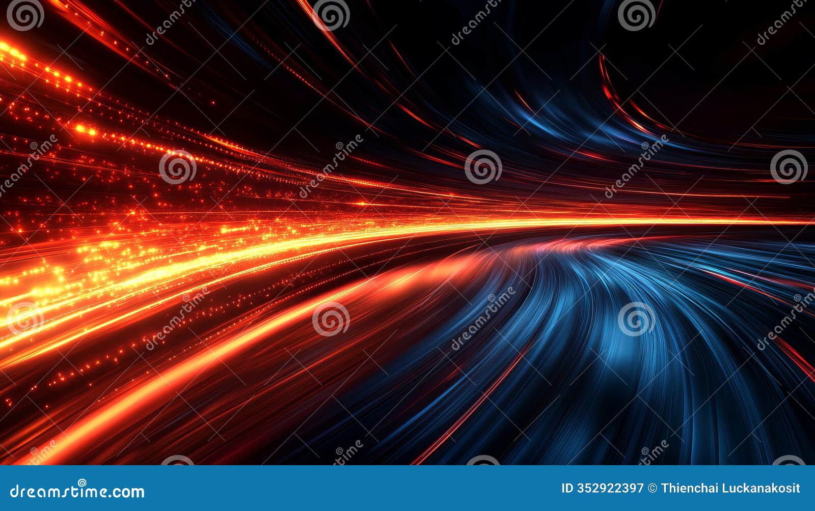 High Speed Communication Network with Glowing Light Trails and Vibrant ...