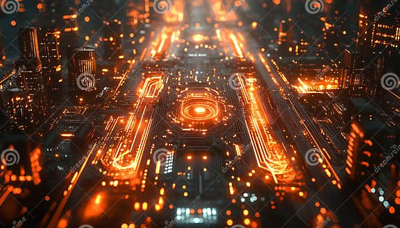 High Speed Communication Network with Glowing Technology Elements Stock ...