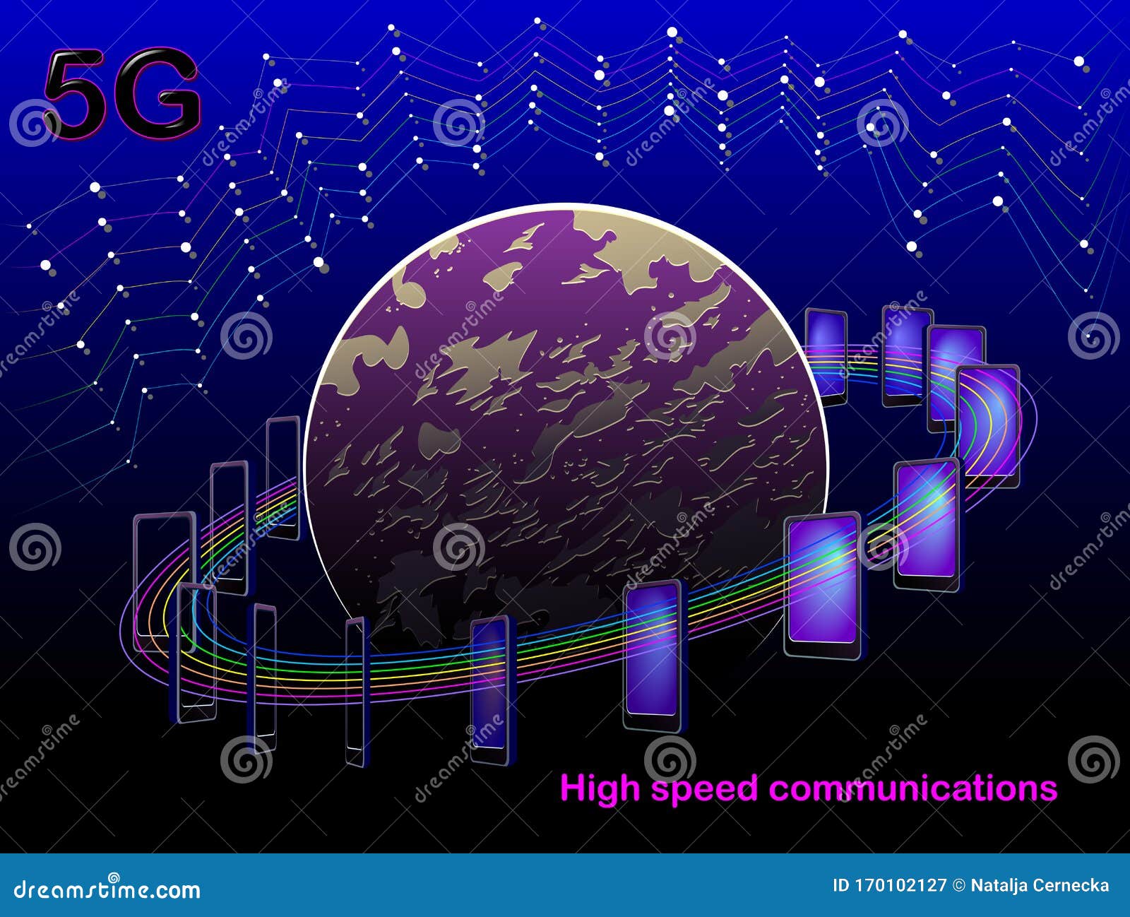 High Speed Communications Model. 5G Internet Telecommunications with ...