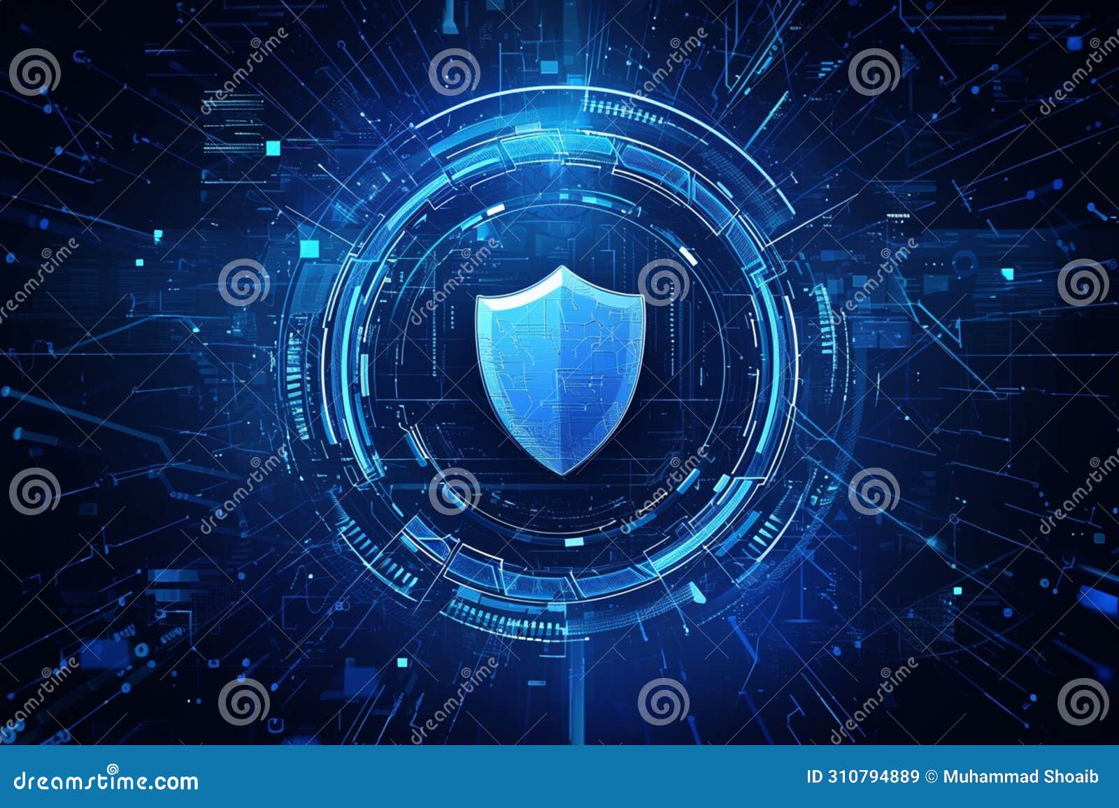 High Speed Connection Data Analysis with HUD and Shield Icon Stock ...