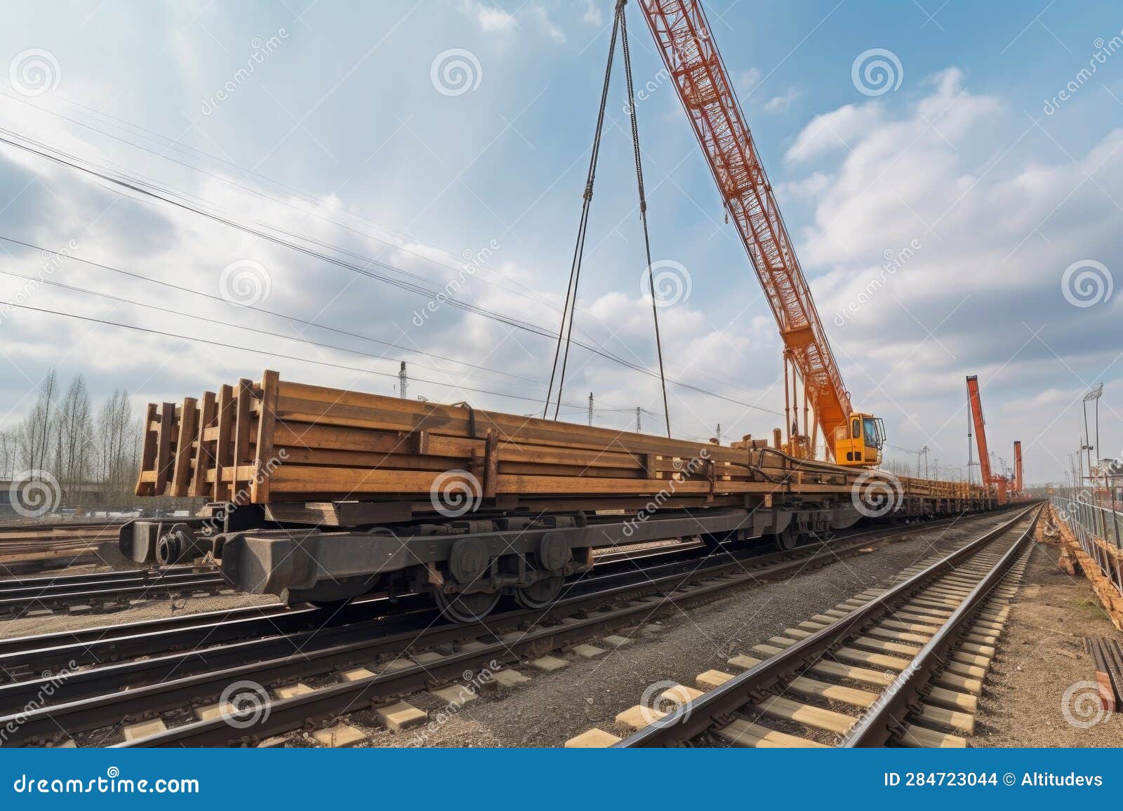 High-speed Crane Transporting Heavy Loads at Construction Site Stock ...