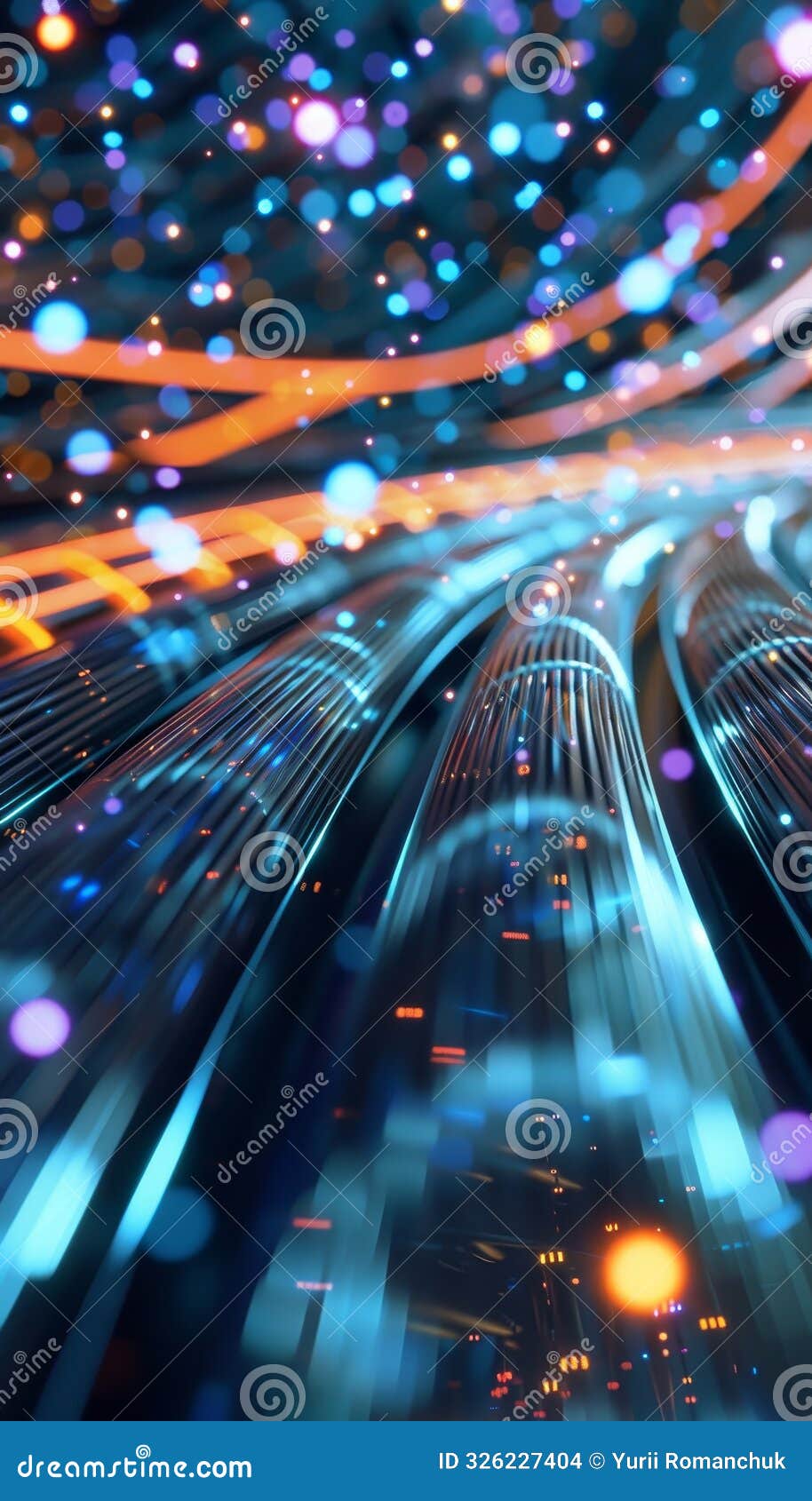 High Speed Data Transfer Via Optical Fiber, Realistic Tech Image for ...