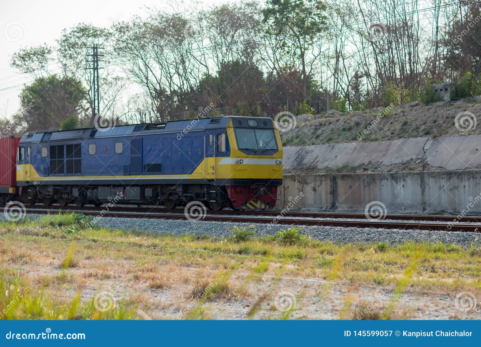 High Speed Electric Train. Cargo Train Platform with Freight Train ...