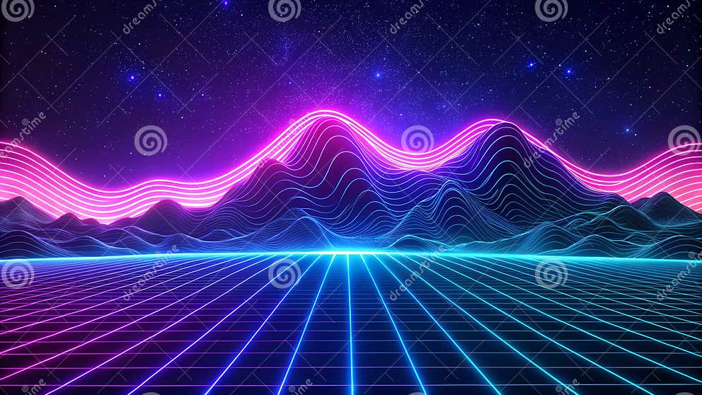 High-speed Energy Glows Retro Light Lines Wave Flow in Background ...