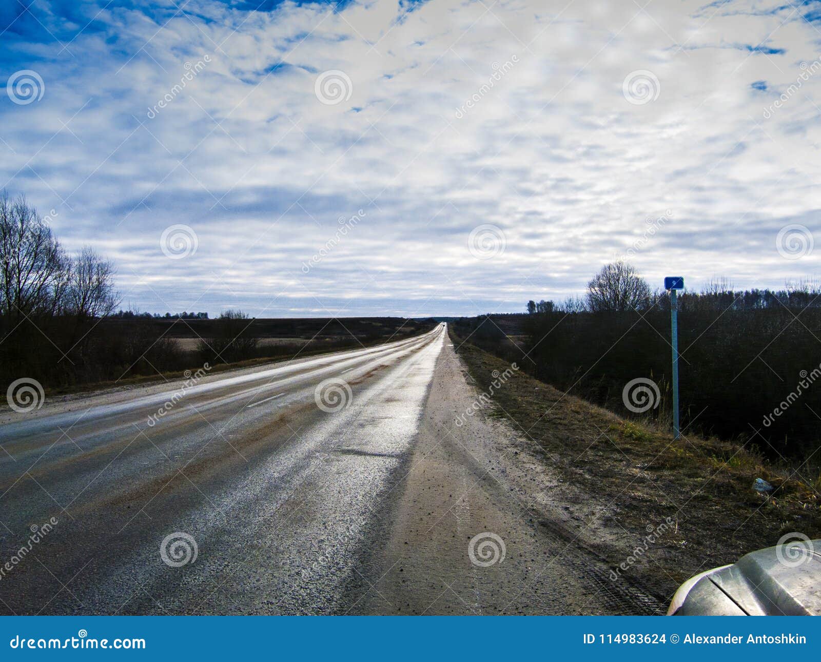 High-speed Highway Leaving Towards the Horizon through the Flat Terrain ...