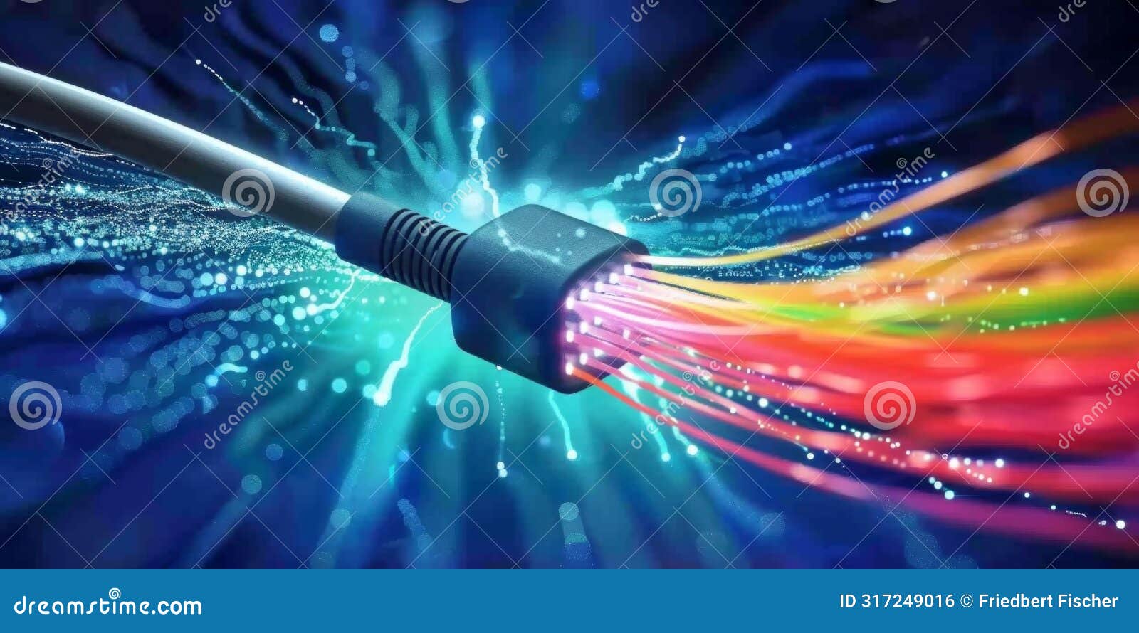 High-Speed Internet Connection with Vibrant Fiber Optic Cable and Light ...