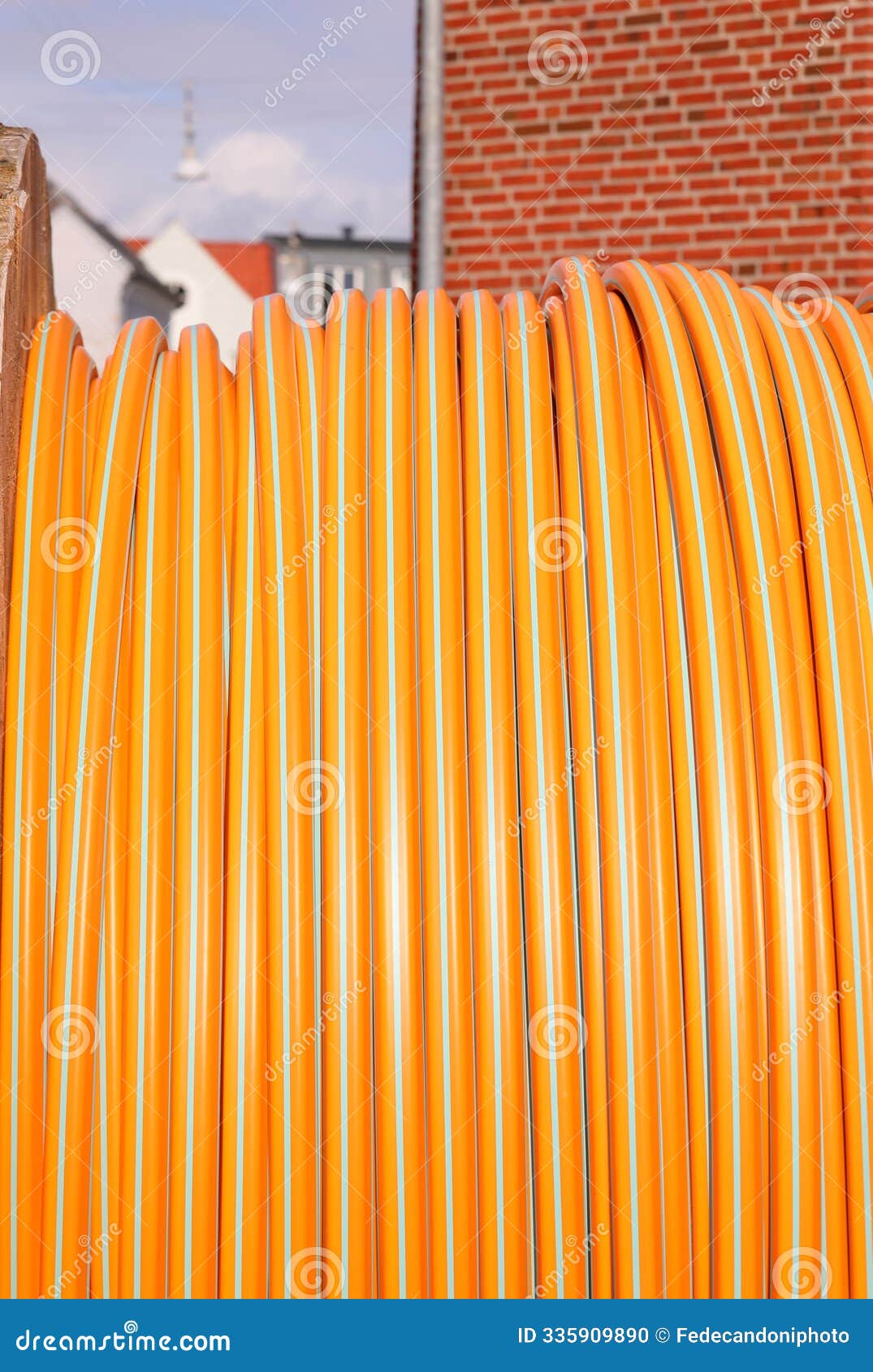 High Speed Internet Infrastructure Installation with Fiber Optic Orange ...