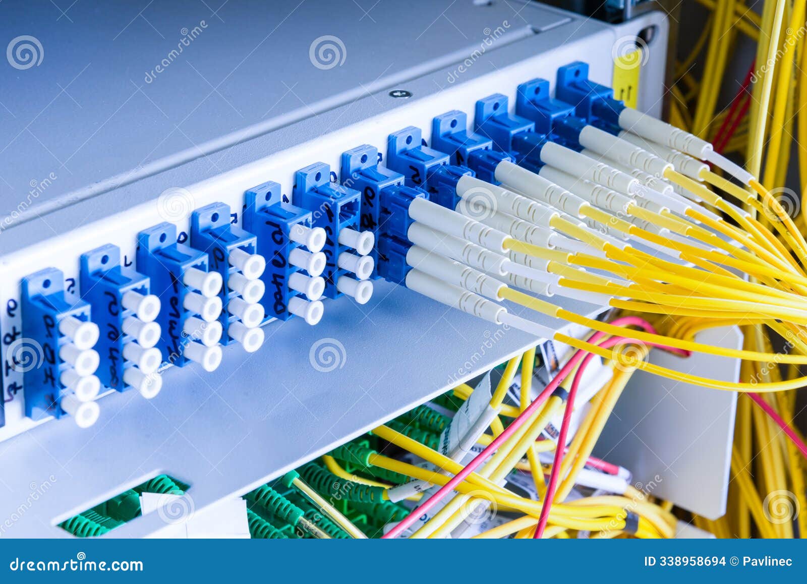 High Speed Internet Provider Router with Optical Cables Stock Photo ...