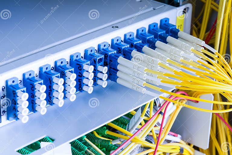 High Speed Internet Provider Router with Optical Cables Stock Photo ...