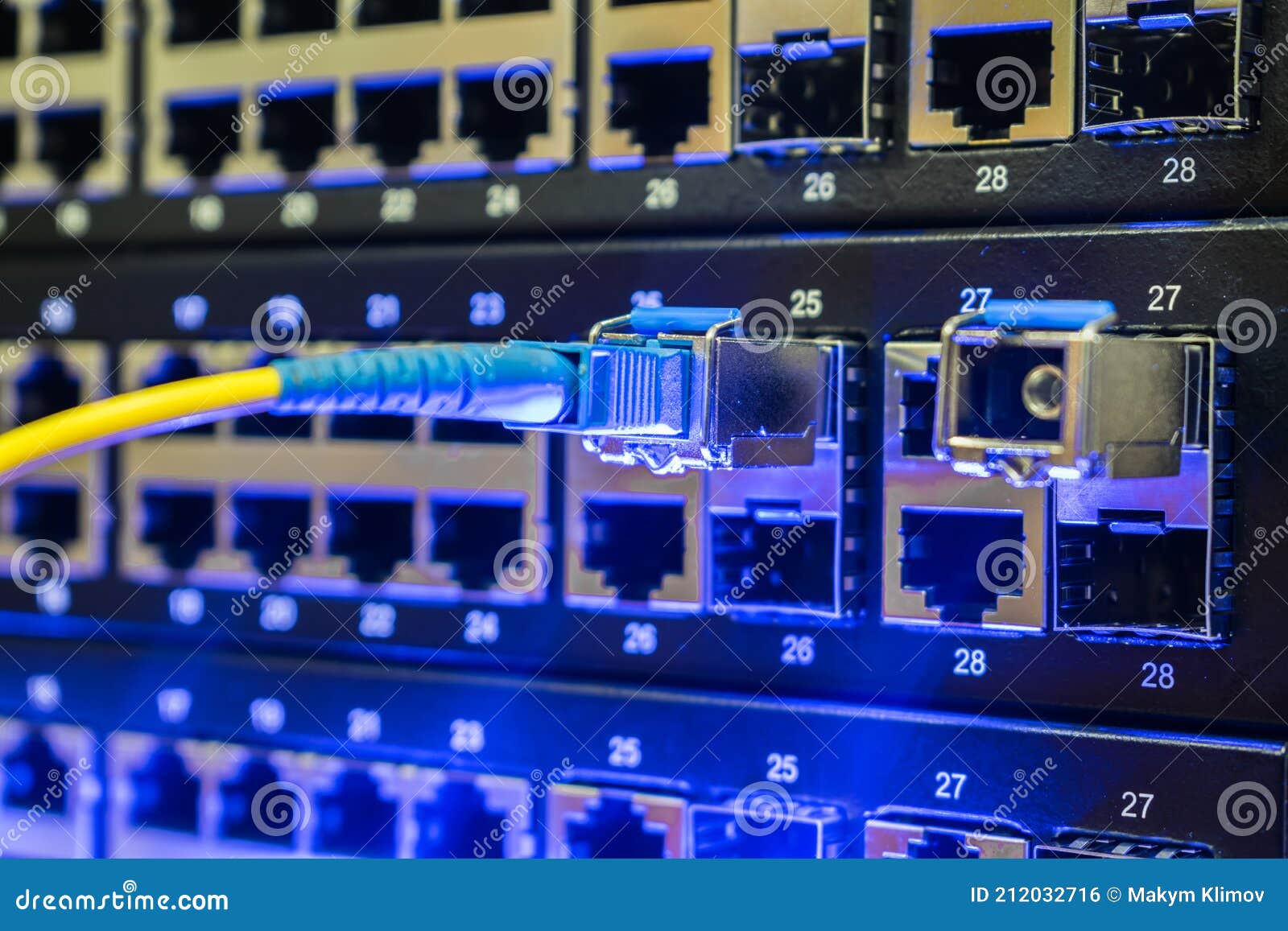 High-speed Internet Switch with a Lot of Empty Ports. the Optical Wire ...