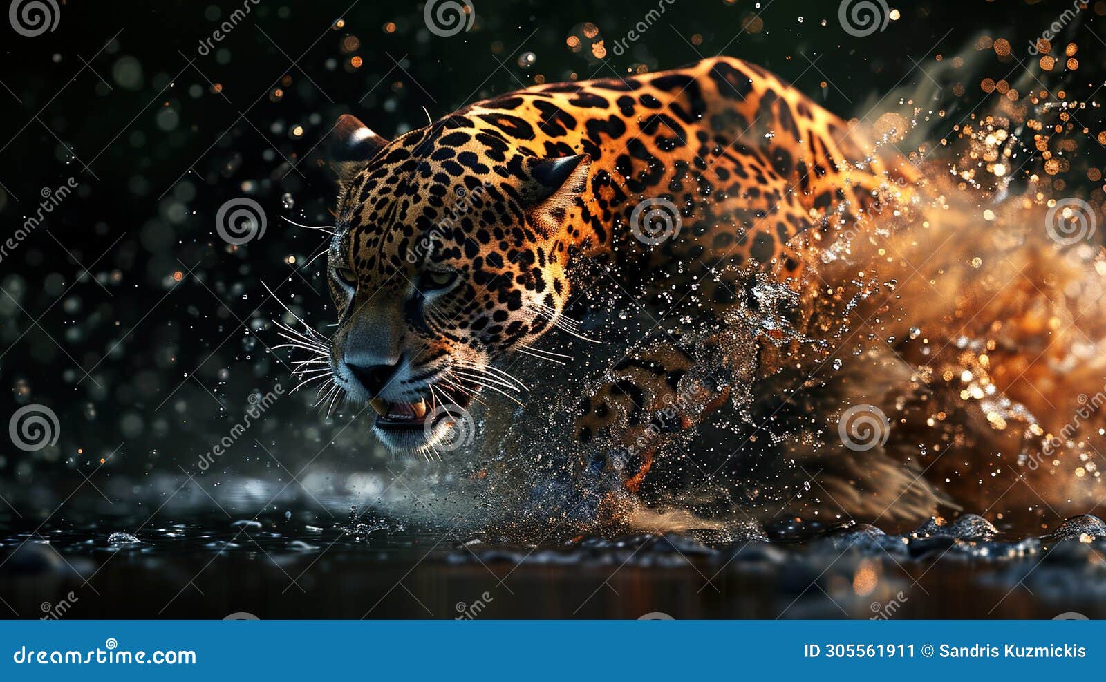 High Speed Jaguar Running through Water. Generative AI Stock ...