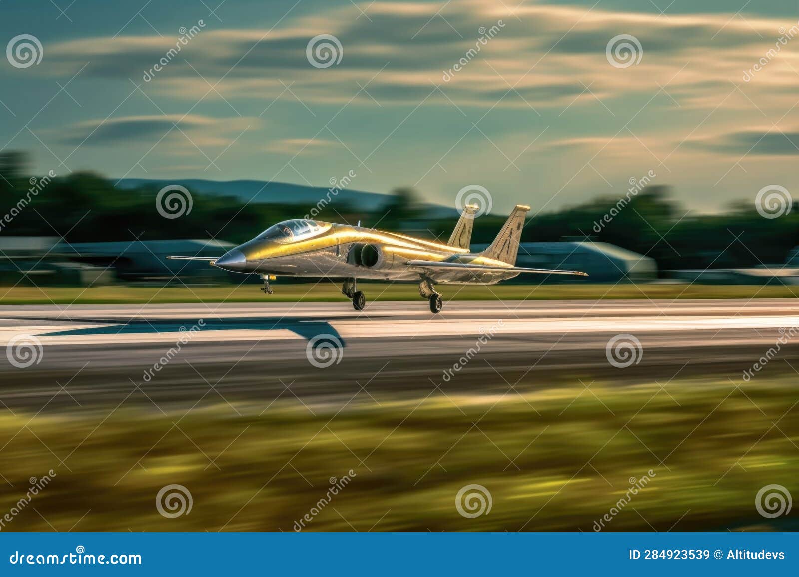 High-speed Jet during Takeoff from Airstrip Stock Image - Image of ...