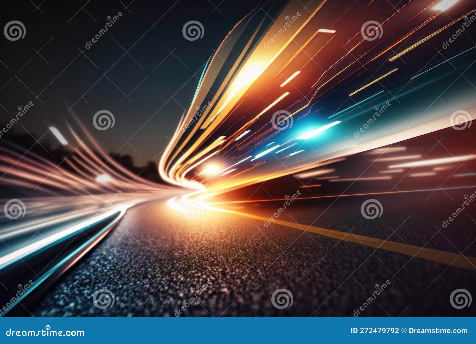High Speed Lights Trail Background. AI Generated Stock Illustration ...