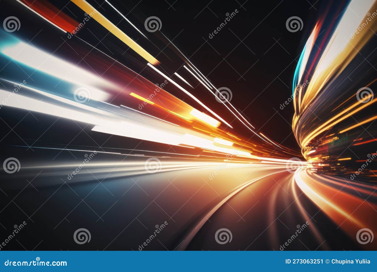 High Speed Lights Trail Background. AI Generated Stock Illustration ...