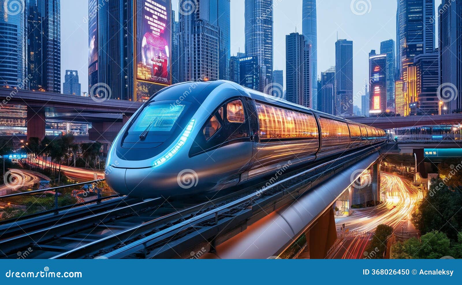 A Hi-speed Maglev Train With Futuristic Design Traveling Through ...