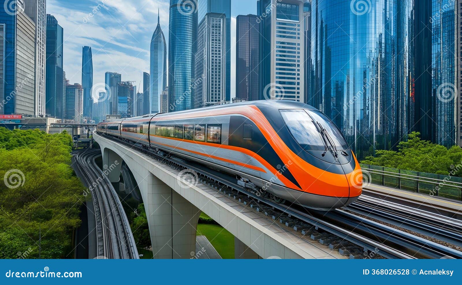 A Hi-speed Maglev Train With Futuristic Design Traveling Through ...