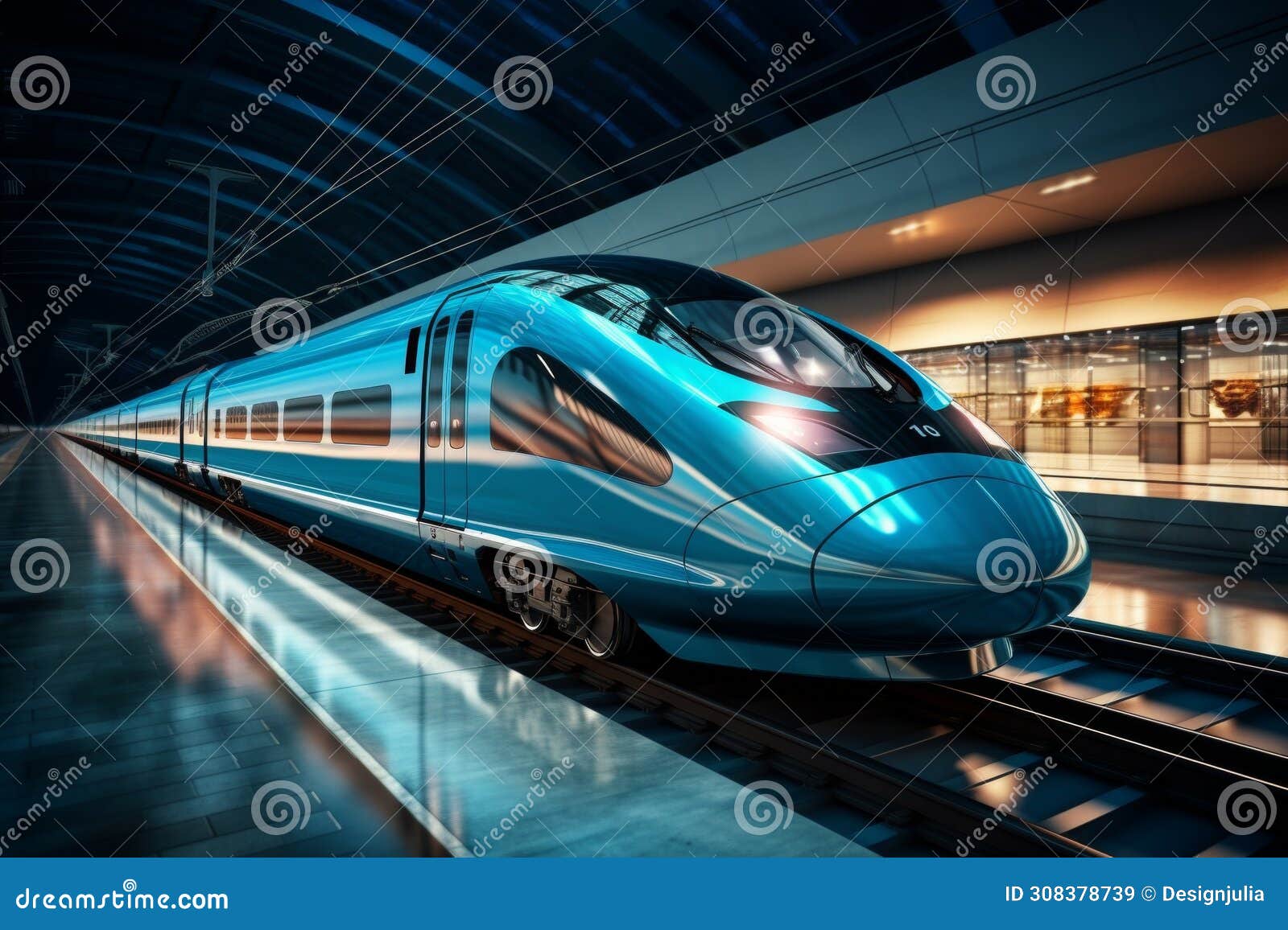 A High-speed Modern Streamlined Train Awaits Passengers on the Platform ...