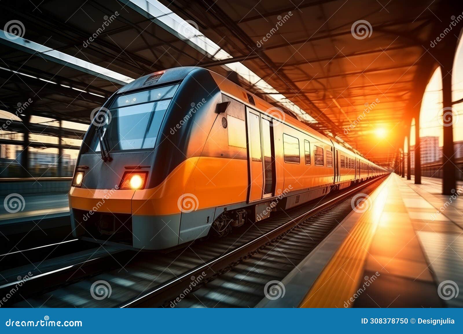 A High-speed Modern Streamlined Train Awaits Passengers on the Platform ...