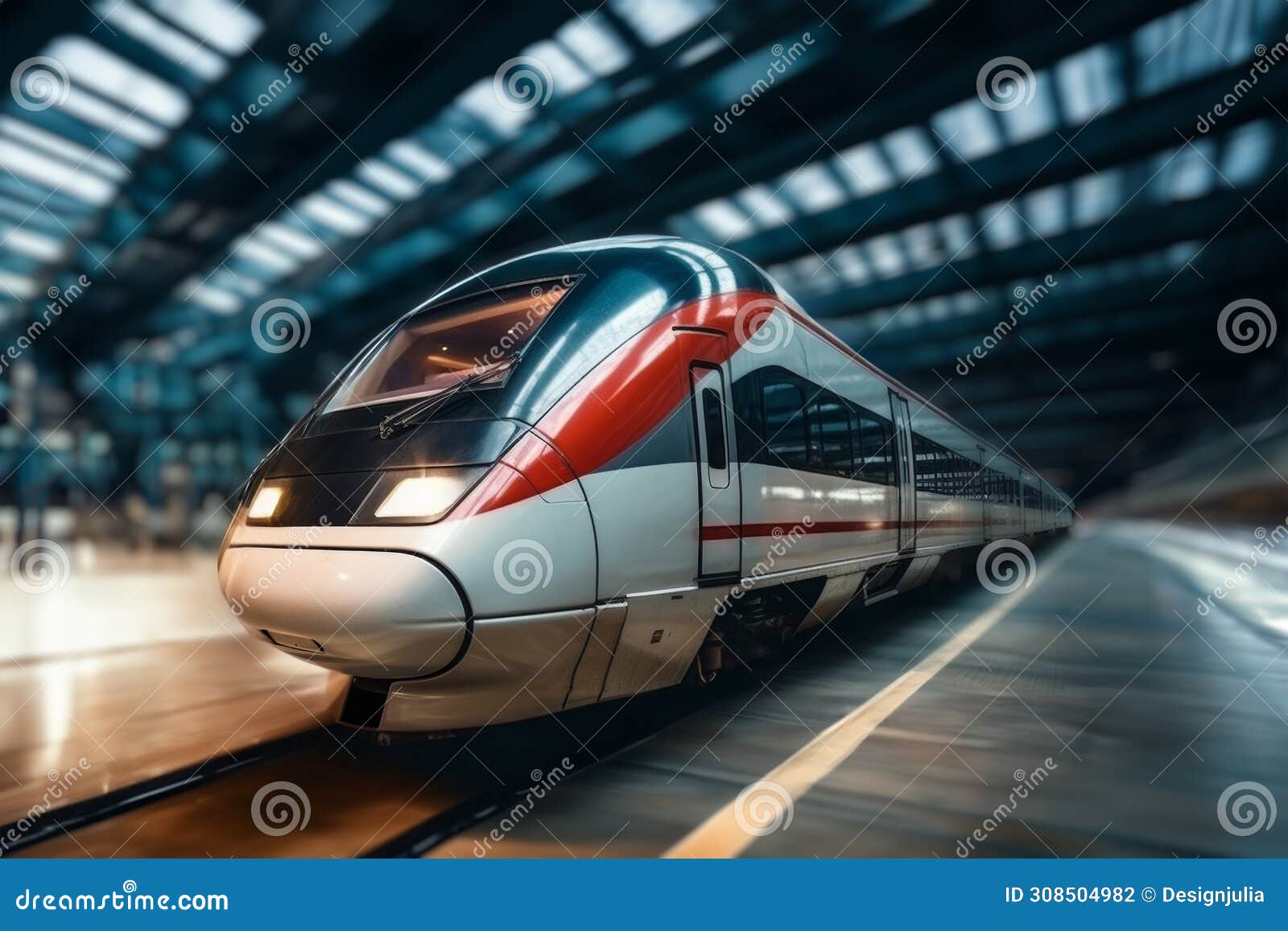 A High-speed Modern Streamlined Train Awaits Passengers on the Platform ...