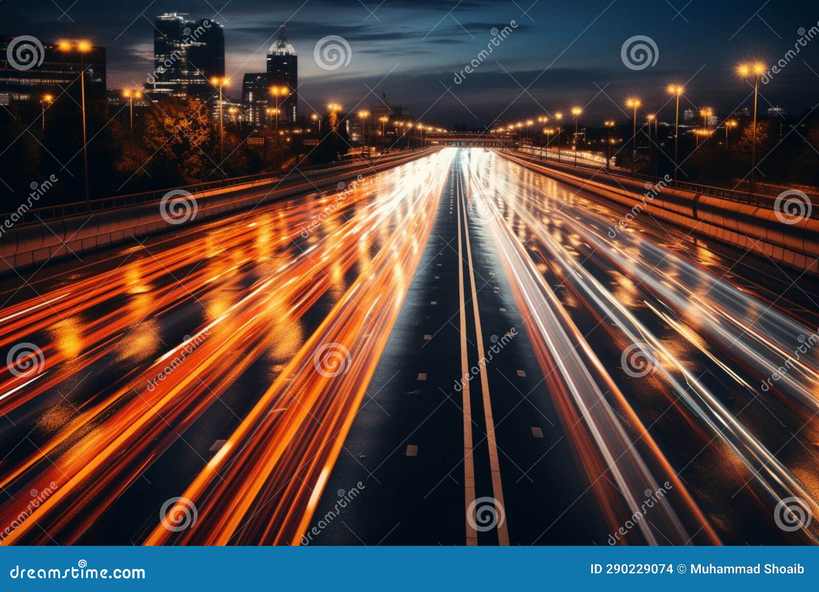 High Speed Morning Traffic Creates a Mesmerizing Motion Blur on a ...