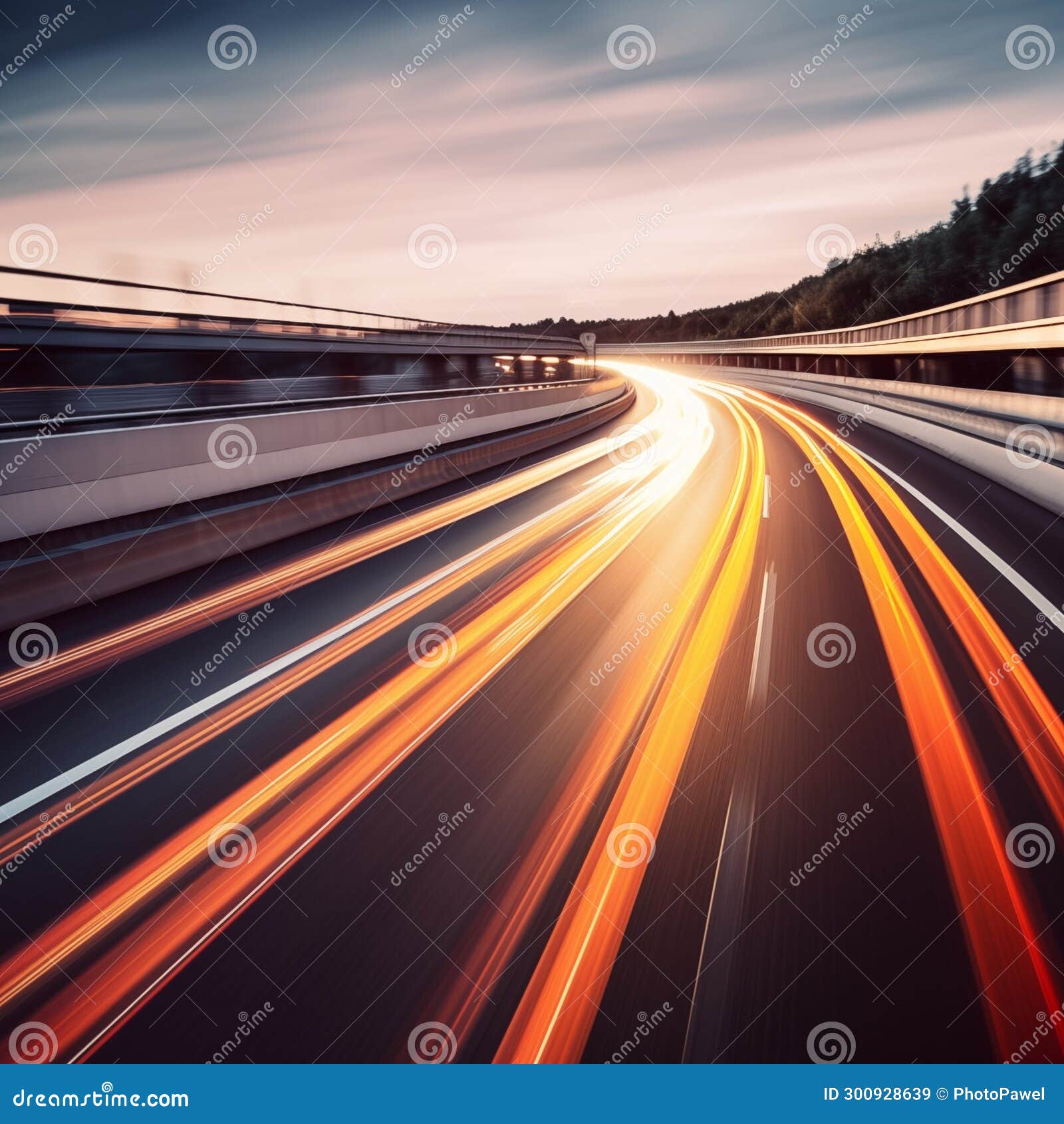High-speed Motion Blur on a Freeway.Generative AI Stock Illustration ...