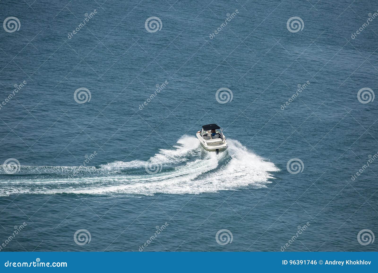 High Speed Motor Boat with Wave Trail on the Water. Stock Photo - Image ...