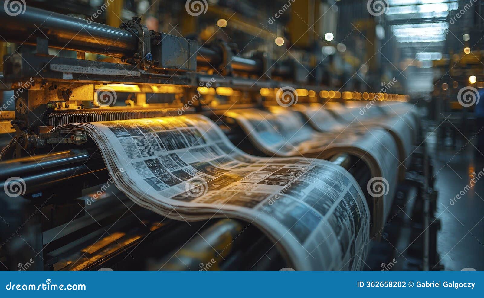 High-Speed Newspaper Printing Process in Action Stock Illustration ...