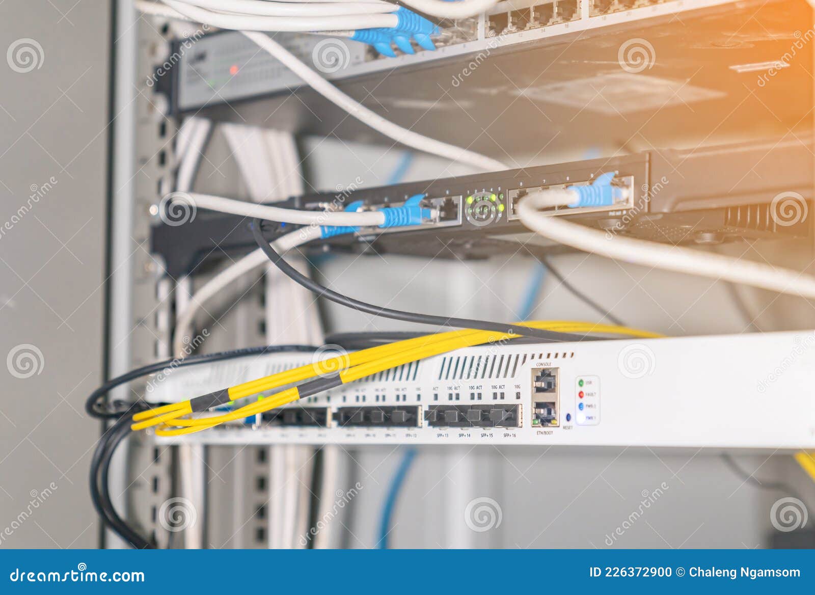 High Speed Optical Fiber Cable Connected To Cloud Network Server Stock ...