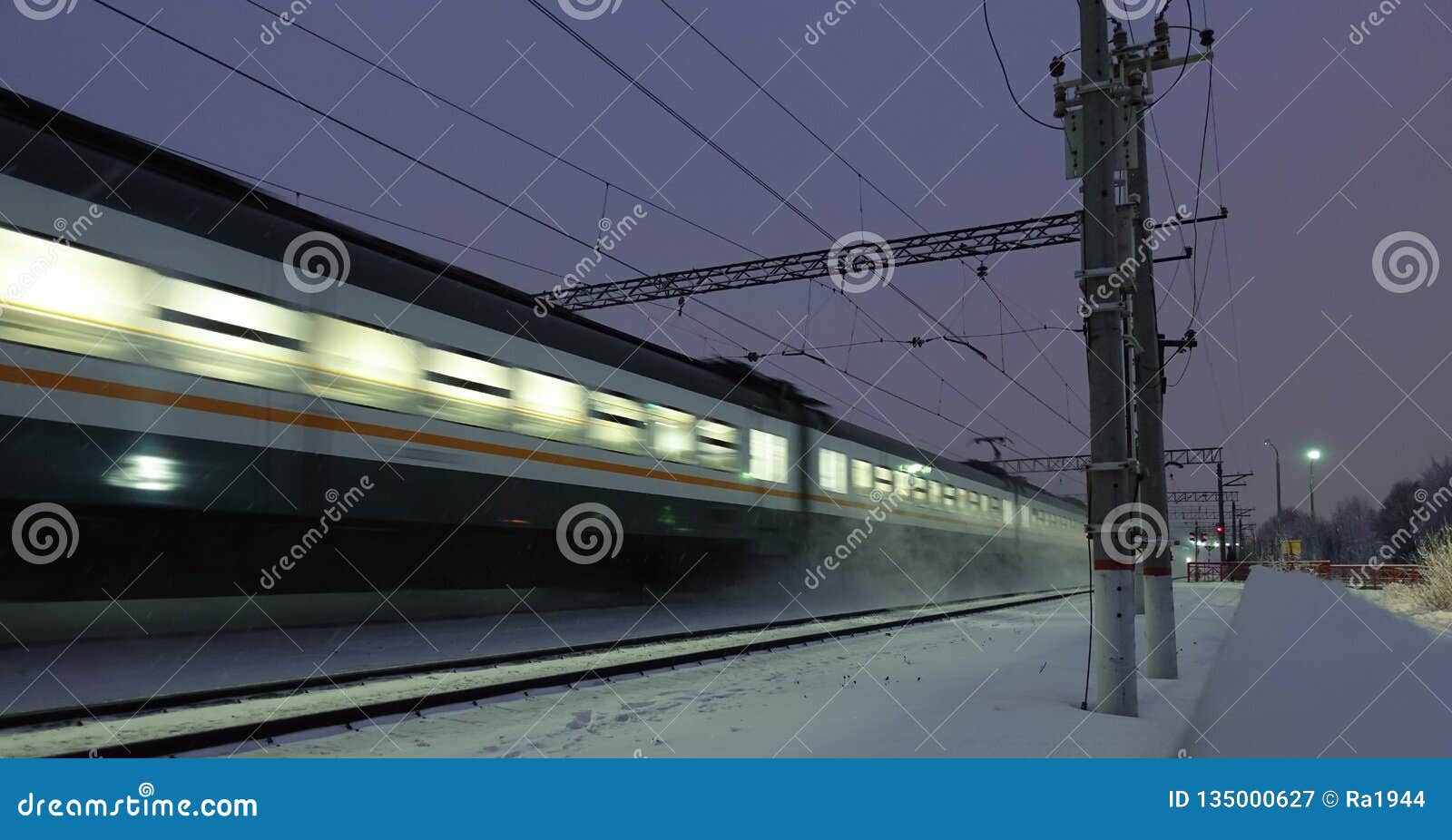 High-speed Passenger Electric Train at Night Stock Image - Image of ...