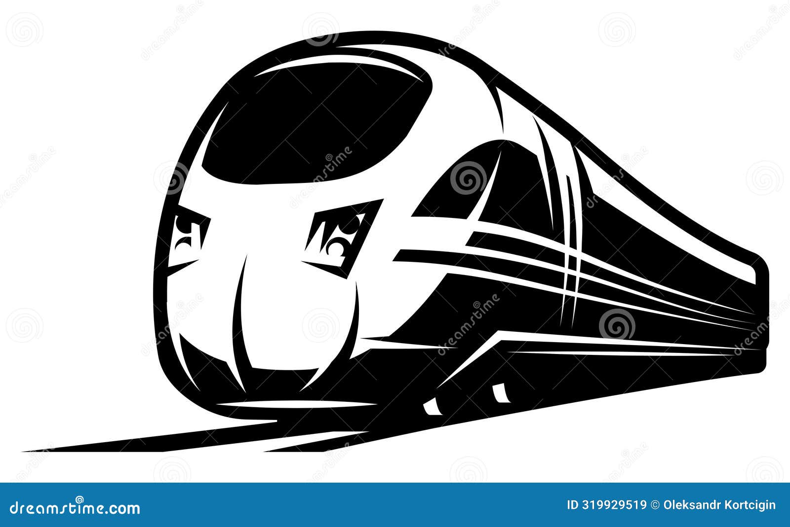High-speed Passenger Express Train. Vector Monochrome Illustration for ...