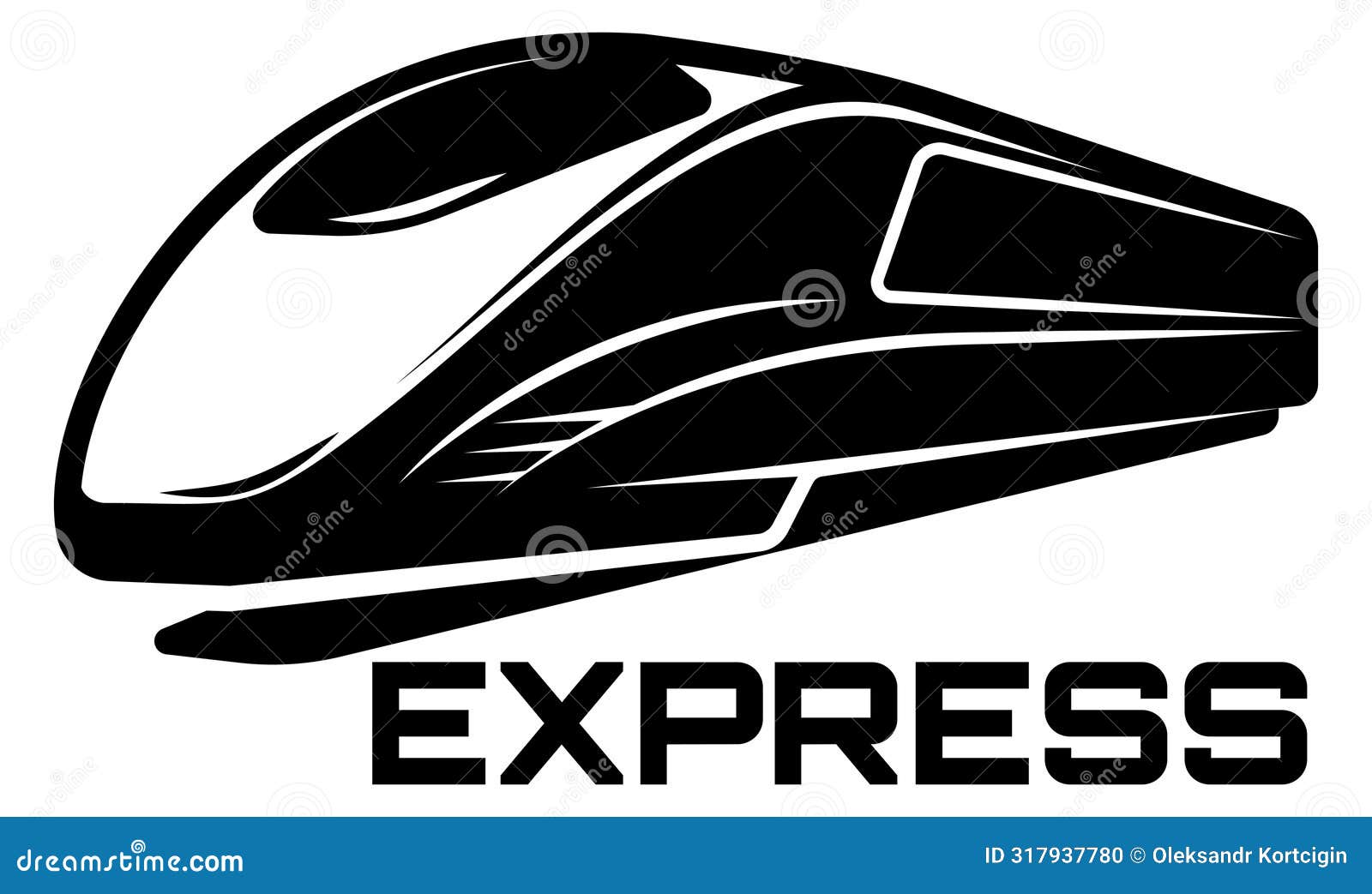 High-speed Passenger Express Train. Vector Monochrome Template for ...