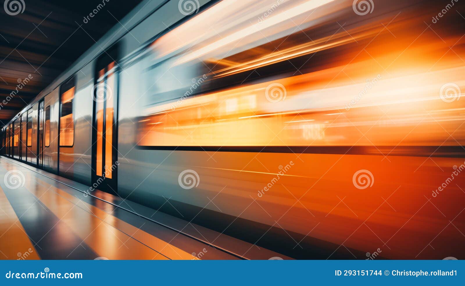 High Speed Passenger Train in Motion - Long Exposure - Generative AI ...