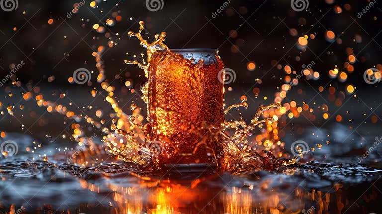 Fizzy Blast: Dynamic Splash of an Exploding Soda Can Stock Illustration ...