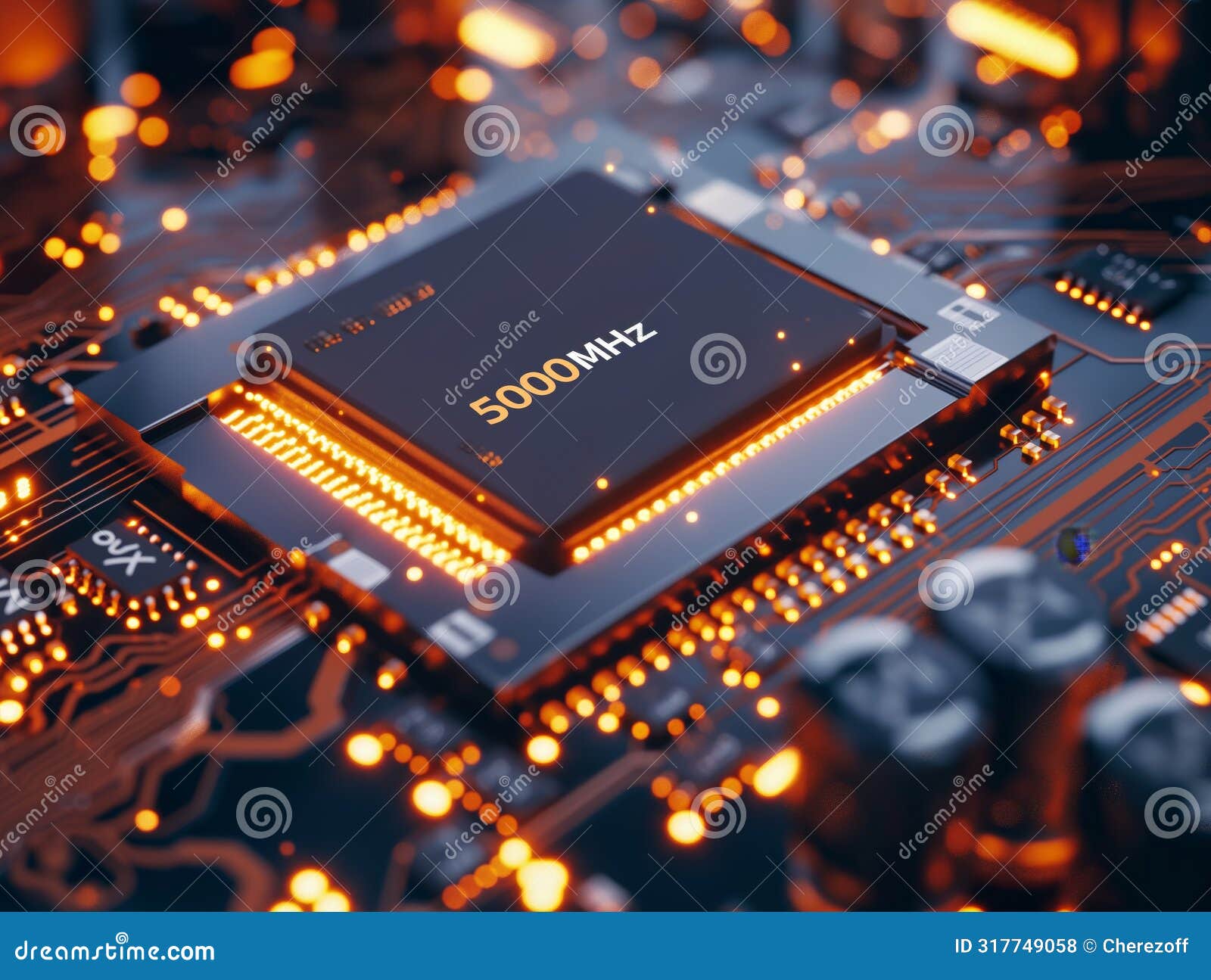 High-Speed Processor Chip on Circuit Board Stock Photo - Image of ...