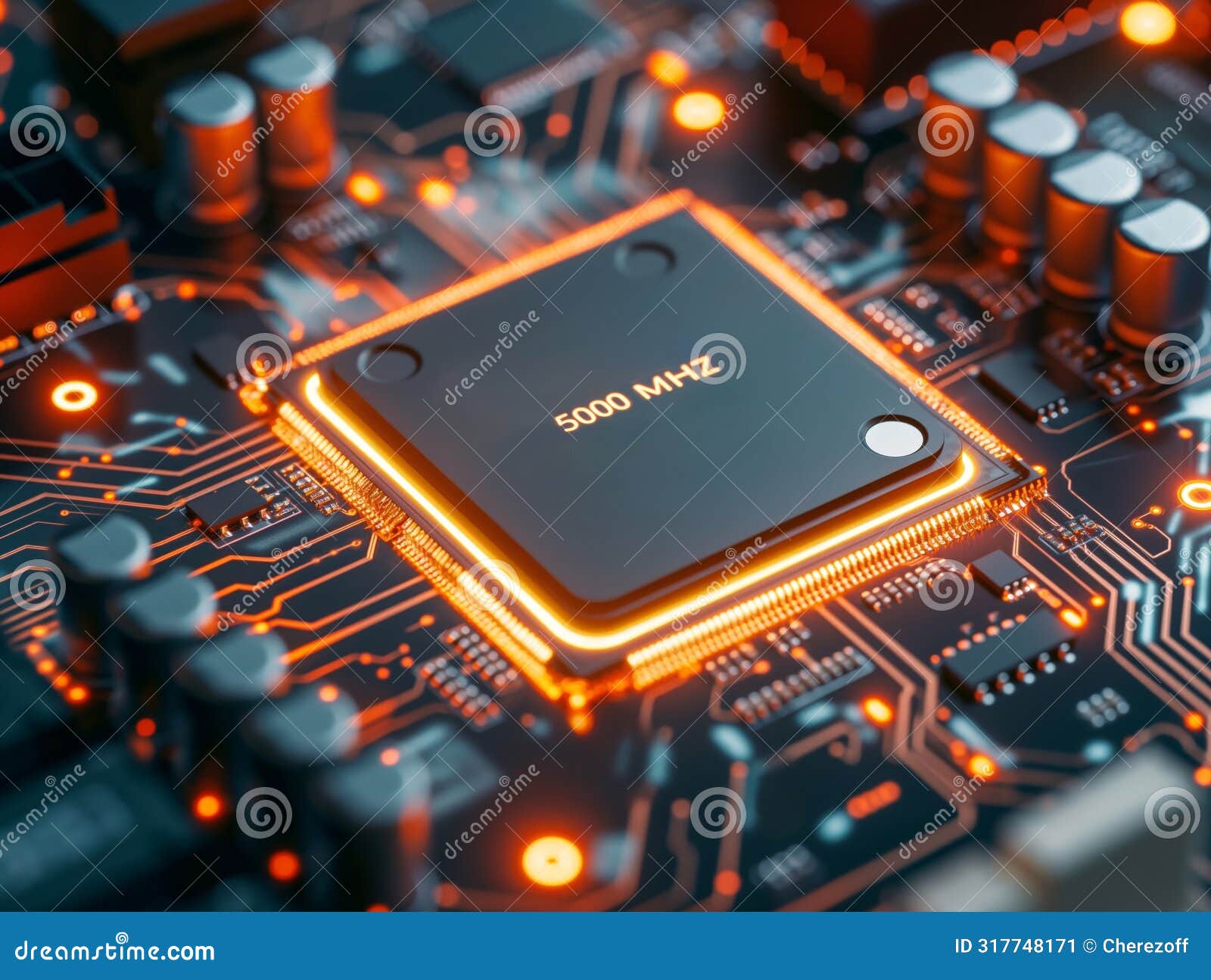 High-Speed Processor on Motherboard Stock Image - Image of computing ...