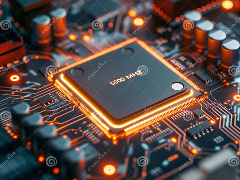 High-Speed Processor on Motherboard Stock Image - Image of computing ...