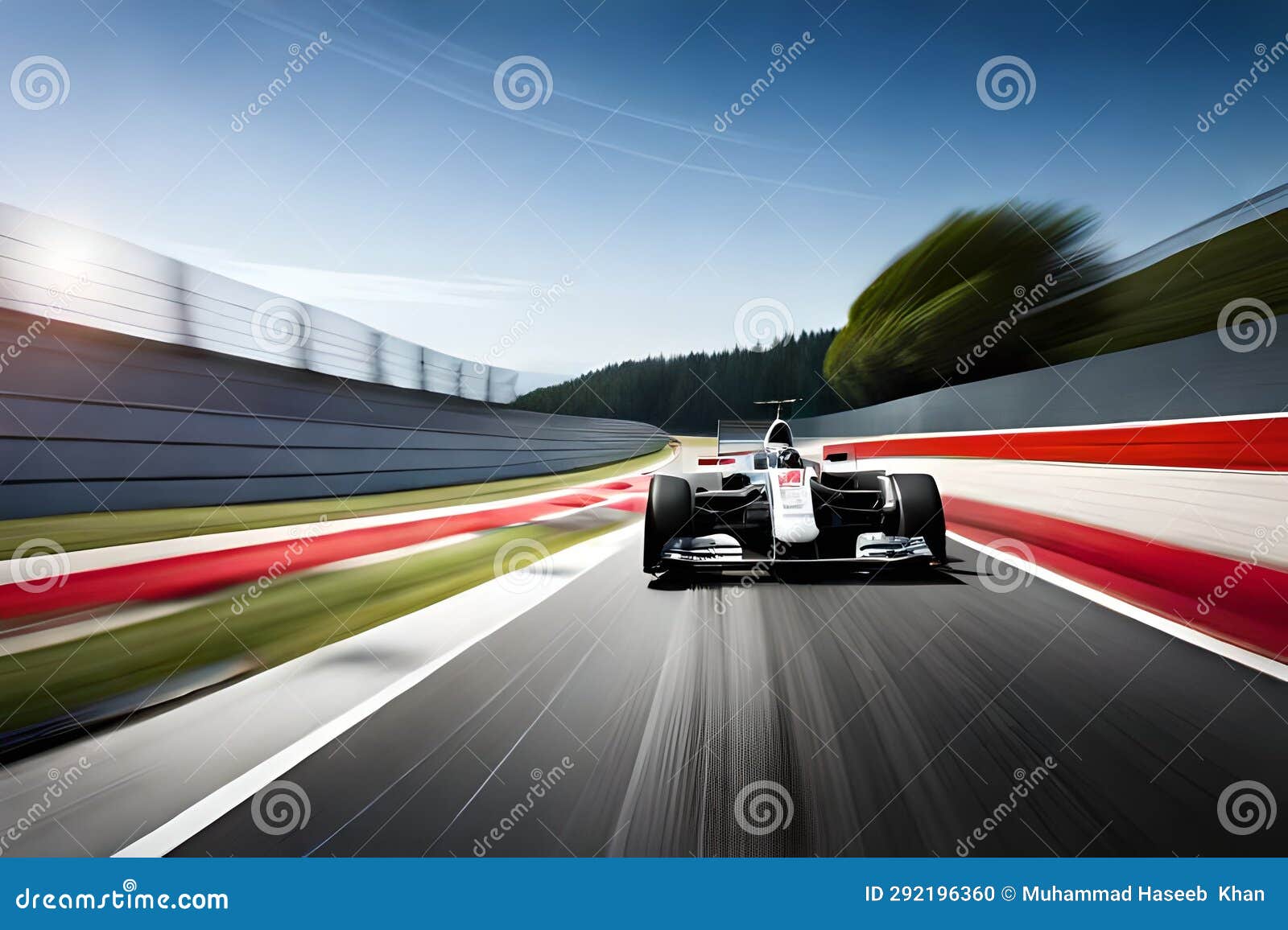 A High-speed Racing Car Navigating a Sharp Turn on a Formula 1 Track ...