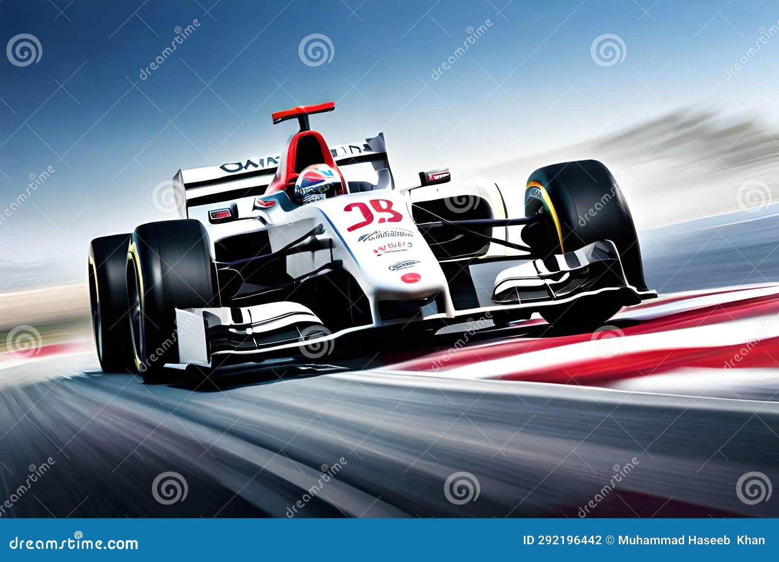 A High-speed Racing Car Navigating a Sharp Turn on a Formula 1 Track ...