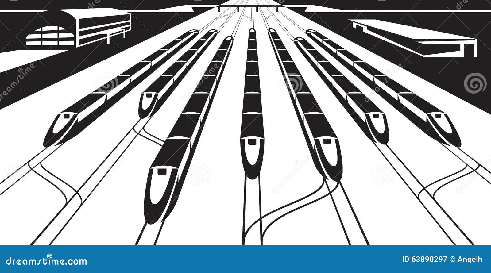 High-speed Rail Trains in Perspective Stock Vector - Illustration of ...