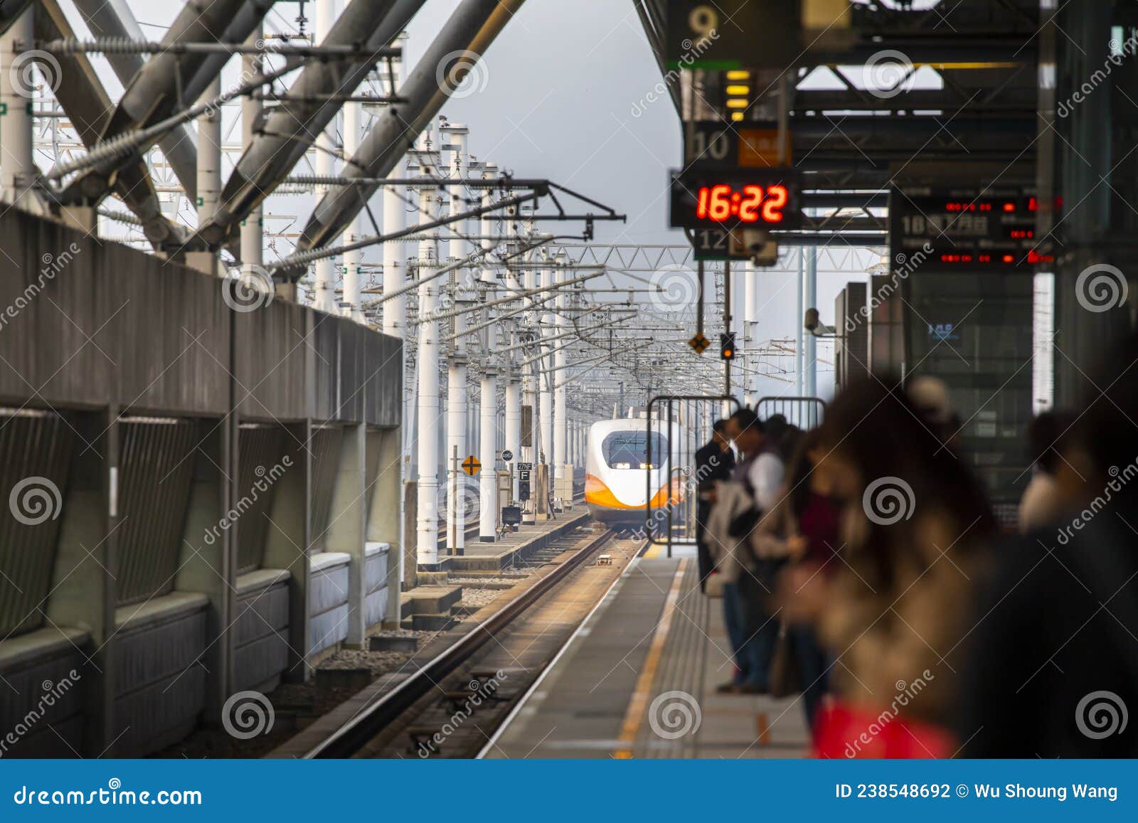High Speed Railway, Station, Platform, Waiting, People, Train Editorial ...
