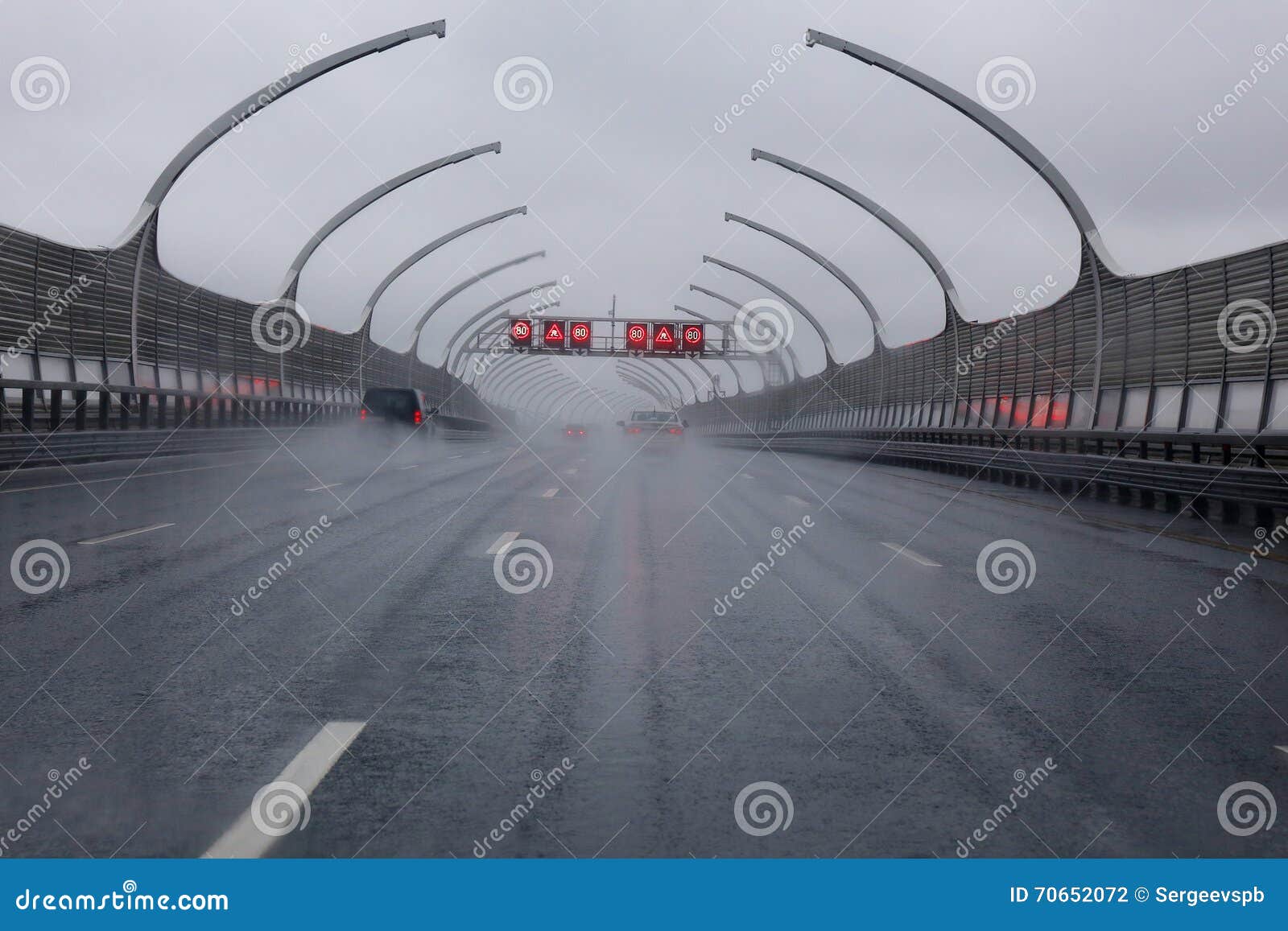 High-speed Roads in the Rain Stock Photo - Image of danger, slippery ...