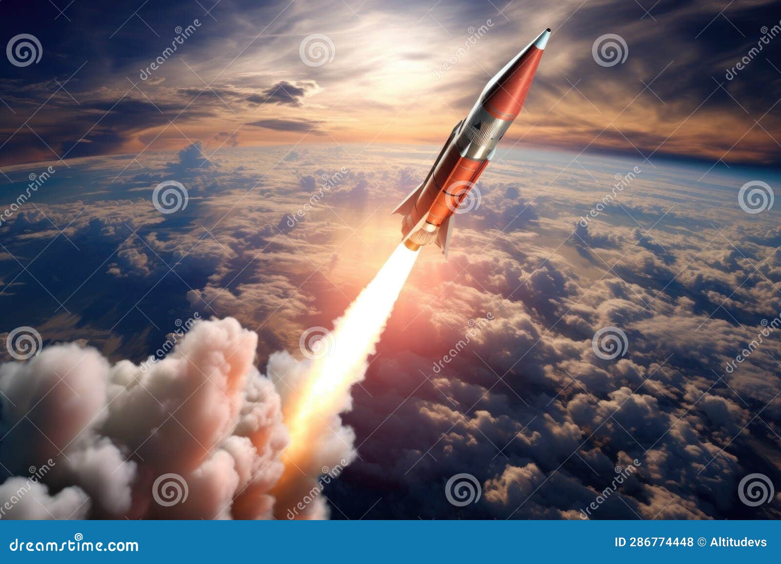 High-speed Rocket Launching into Space Stock Illustration ...
