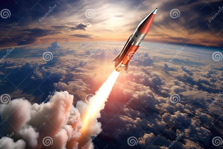 High-speed Rocket Launching into Space Stock Photo - Image of orbit ...