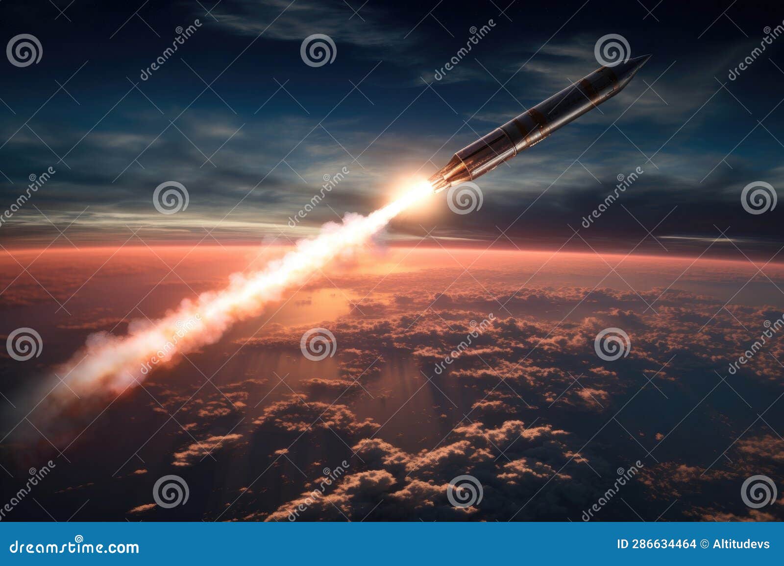 High-speed Rocket Leaving Earths Atmosphere Stock Illustration ...