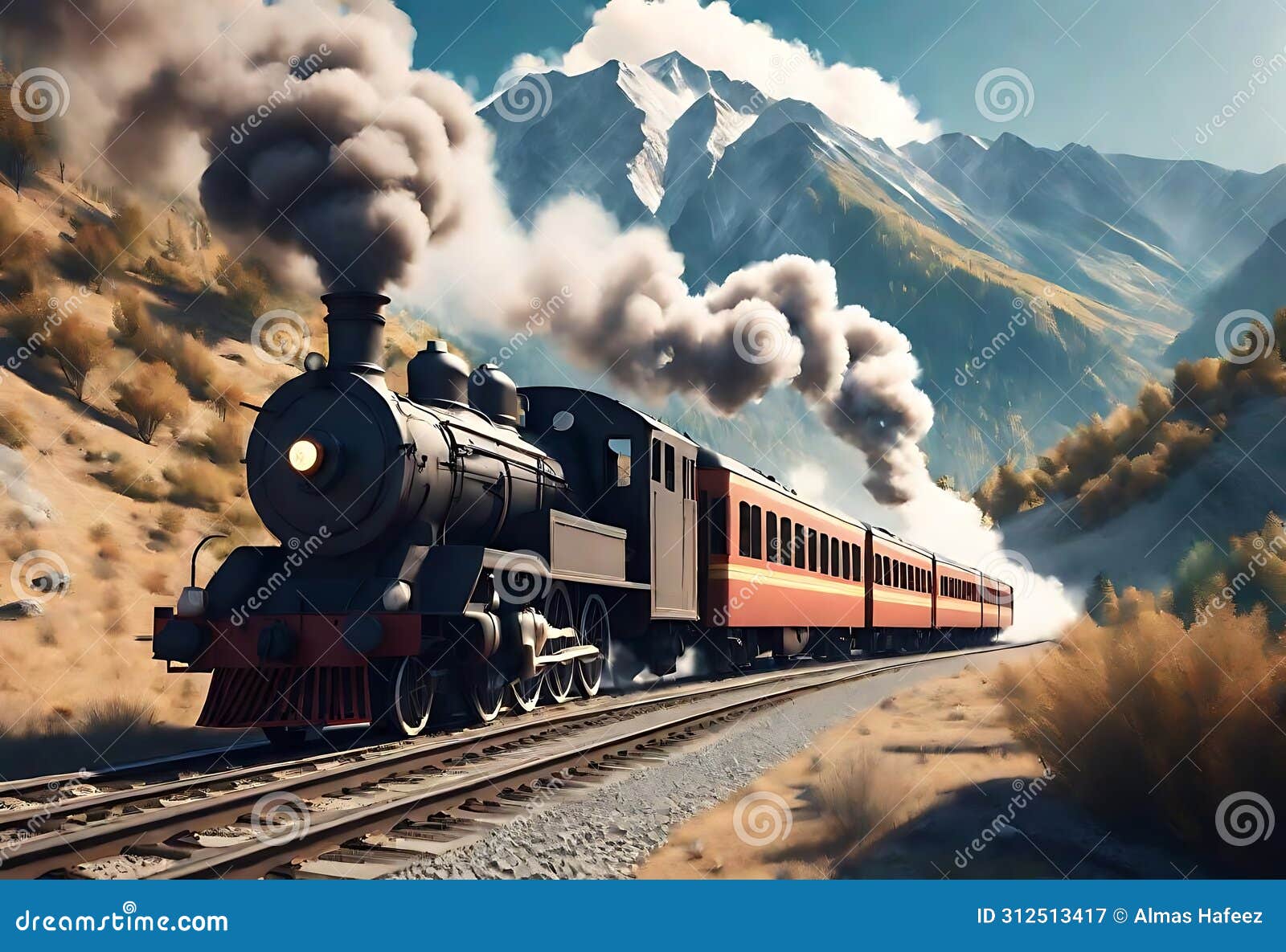 High-Speed 1980s Old-Fashioned Train on Railway Track Stock ...